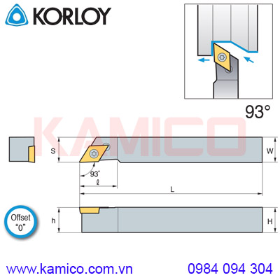 Cán dao tiện ngoài cho máy tiện tự động 93° SDJCR/L Korloy