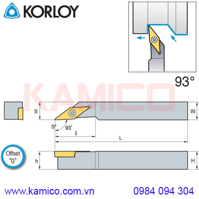 Cán dao tiện ngoài cho máy tiện tự động 93° SVJCR/L Korloy