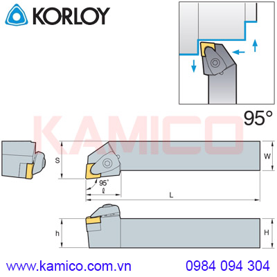 Cán dao tiện ngoài 95° DCLNR/L Korloy (loại Double Clamp)