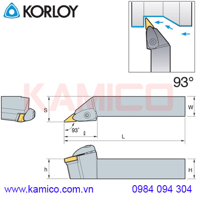 Cán dao tiện ngoài 93° DVJNR/L Korloy (loại Double Clamp)