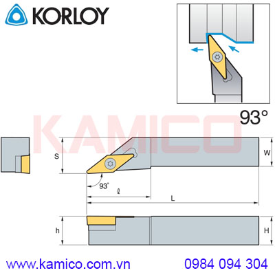 Cán dao tiện ngoài 93° SVJBR/L Korloy (loại kẹp vít trên)