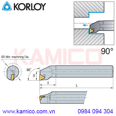 Cán dao tiện lỗ góc 90° PTFNR/L Korloy (loại khóa đòn bẩy)