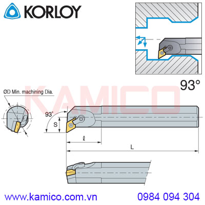 Cán dao tiện lỗ góc 93° MDUNR/L Korloy (loại khóa đa năng)